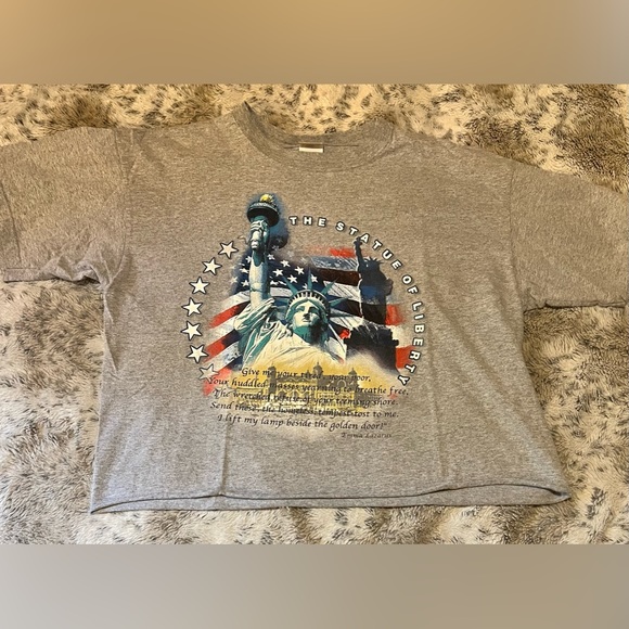 Anvil | Tops | Vintage 9s Anvil Statue Of Liberty Crop Top Made In Usa ...